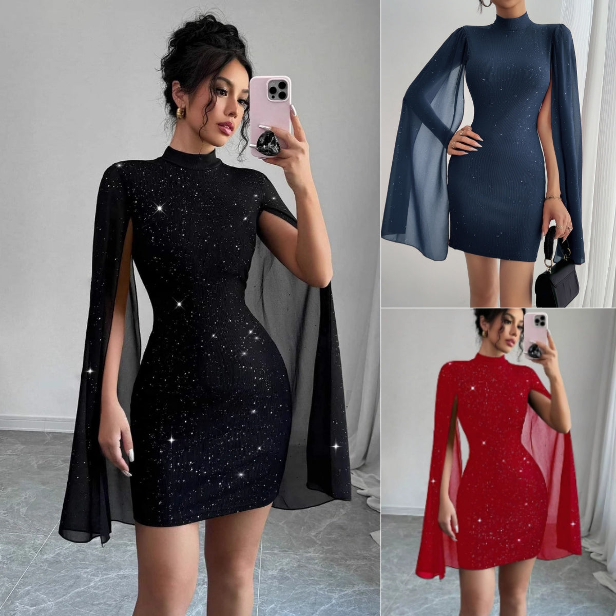 Women's Sexy Elegant Evening Party Dresses Round Neck Pit Stripe Pearl ...